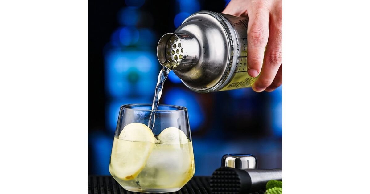Shaker cocktail, din sticla, transparent, 400 ml, 22.7 x 6 x 5.8 cm ...