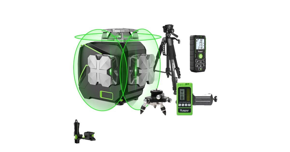 Zöld lézerszint Bluetooth, 3D keresztvonal, 12 vonal, Set-5 fő fotó ...