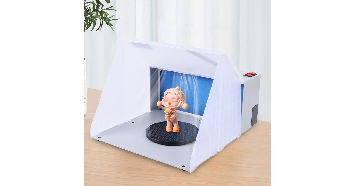 Hordozható Airbrush Studio Spray Booth, forgó lemezjátszó, hatékony ...