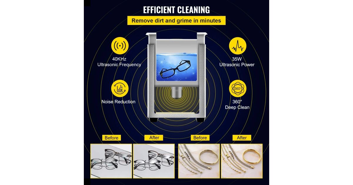 Ultrasonic Cleaner, 0.8L Capacity, 30W Power, LED Display, | Pepita.hu