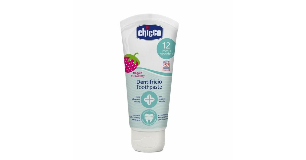 Pastă de dinți Chicco cu fluor 1000 ppm, cu aromă de căpșuni pentru 1-5 ...