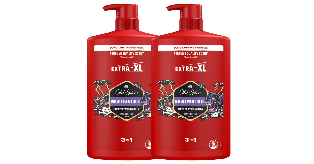 Old Spice Night Panther 3in1 férfi Sampon és Tusfürdő 2x1000ml | Pepita.hu