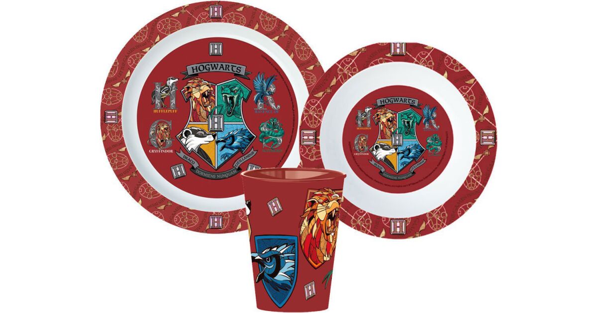 Harry Potter School Shields étkészlet, micro műanyag szett, pohárral ...