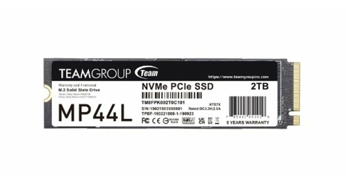 Grup de echipă MP44L 2TB M.2 PCIe NVMe Gen4 x4 SSD (4800/4400) | Pepita.com