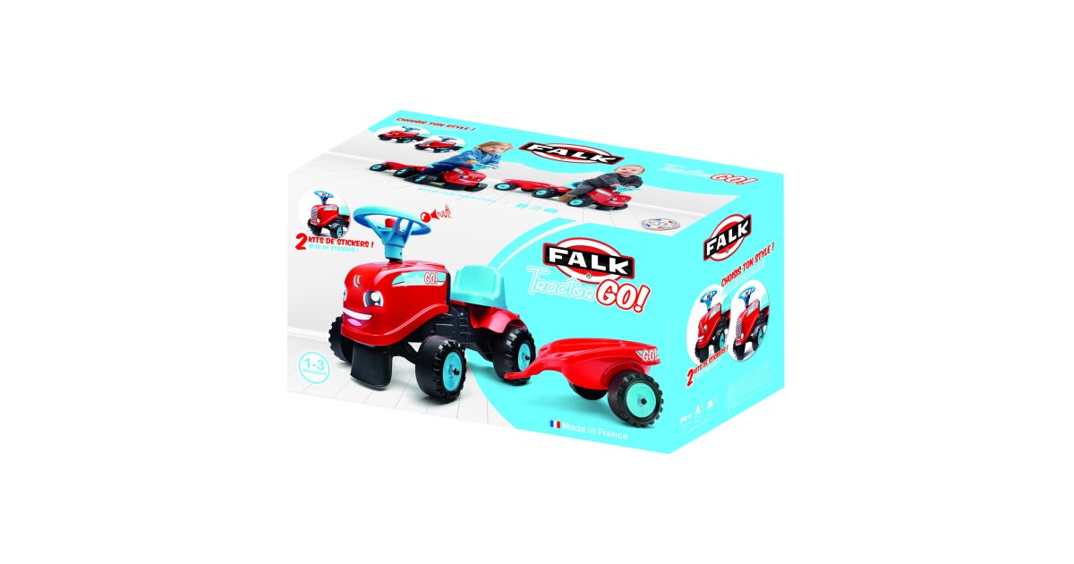Tractor FALK GO Roșu cu remorcă de la 1 an | Pepita.com