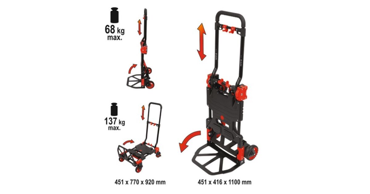 Cărucior de depozit pliabil YATO 2IN1 137kg | Pepita.com