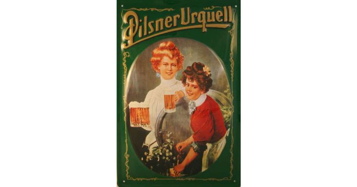 Pilsner Urquell Fémtábla - Retró Dizájn - 20x30 cm | Pepita.hu
