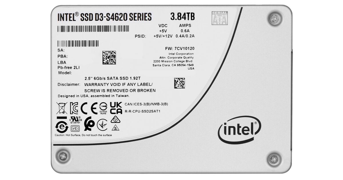 SSD 2.5 3.84TB Intel DC S4620 TLC SATA 3 Bulk Enterprise SSD für Server ...