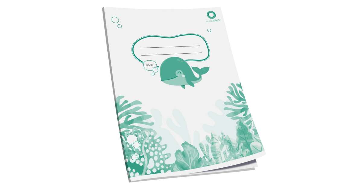 Caiet de notițe a4, 32 de foi, simplu 80-32 whale bluering® | Pepita.com