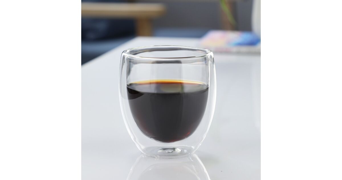 Pahar pentru cafea, cu pereti dubli, 250ml, din sticla, transparent ...