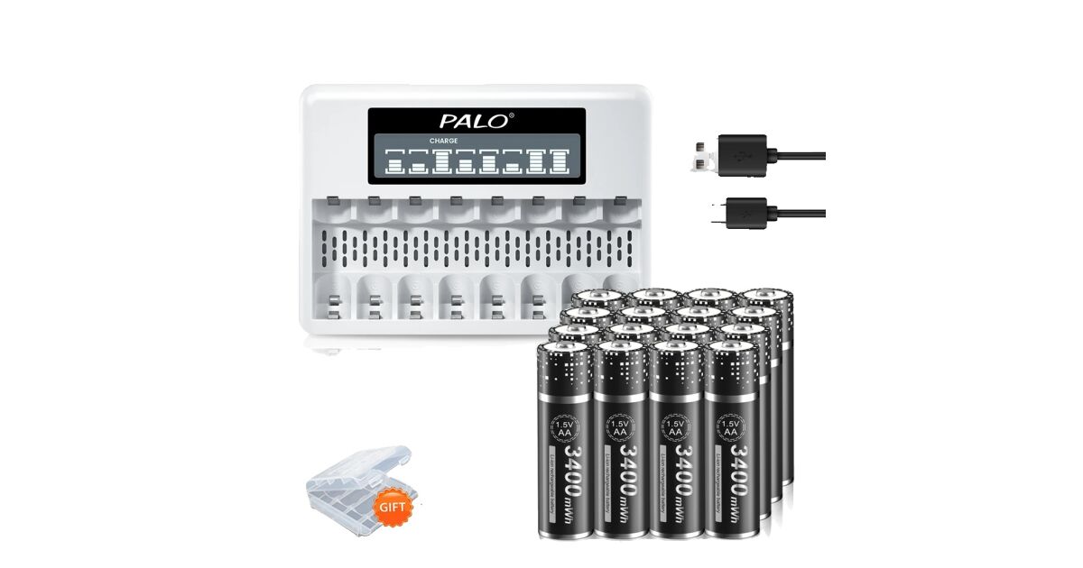 Palo újratölthető lítium akkumulátor, 3400 mWh kapacitás, 1,5 V AA AAA ...
