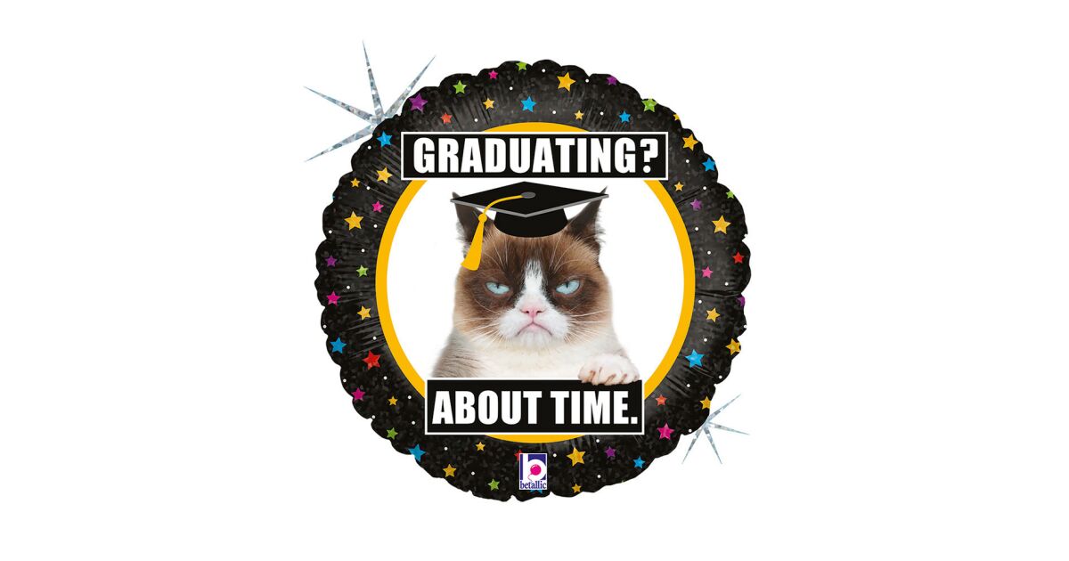 Grumpy Cat Graduation Hologramos Fólia Lufi - 46 cm | Pepita.hu