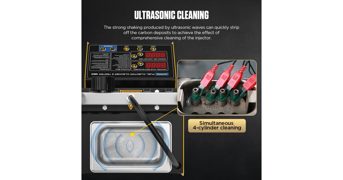 Ultrasonic Fuel Injector Cleaner, 4-Cylinder Design, LED Display ...