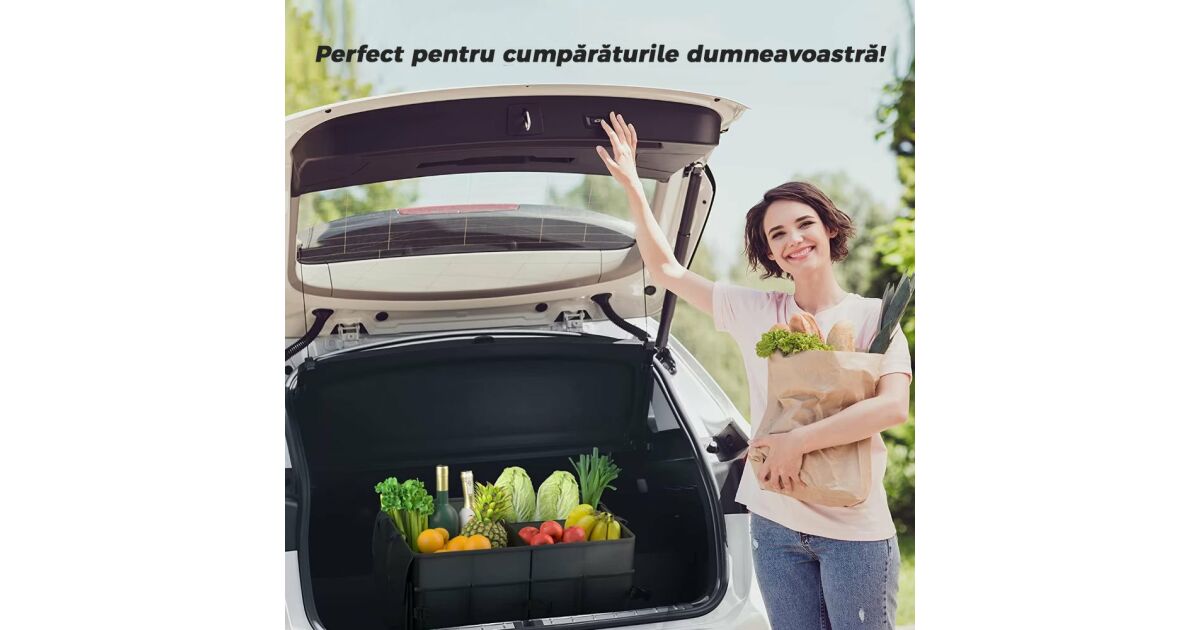 Teno® autós csomagtartó rendszerező, 7 rekeszes, összecsukható, vízálló ...