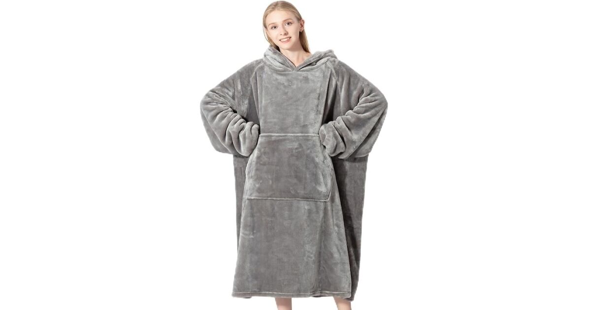 Patura cu maneci, tip hanorac lung, marime universala, din fleece ...