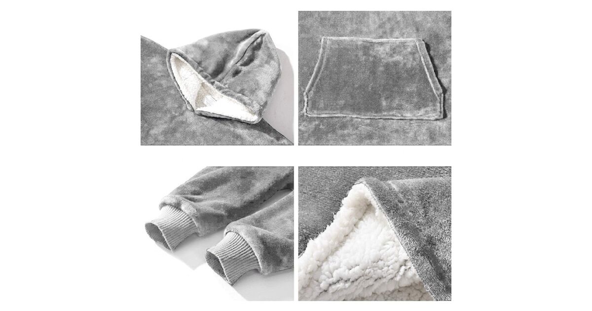 Patura cu maneci, tip hanorac lung, marime universala, din fleece ...