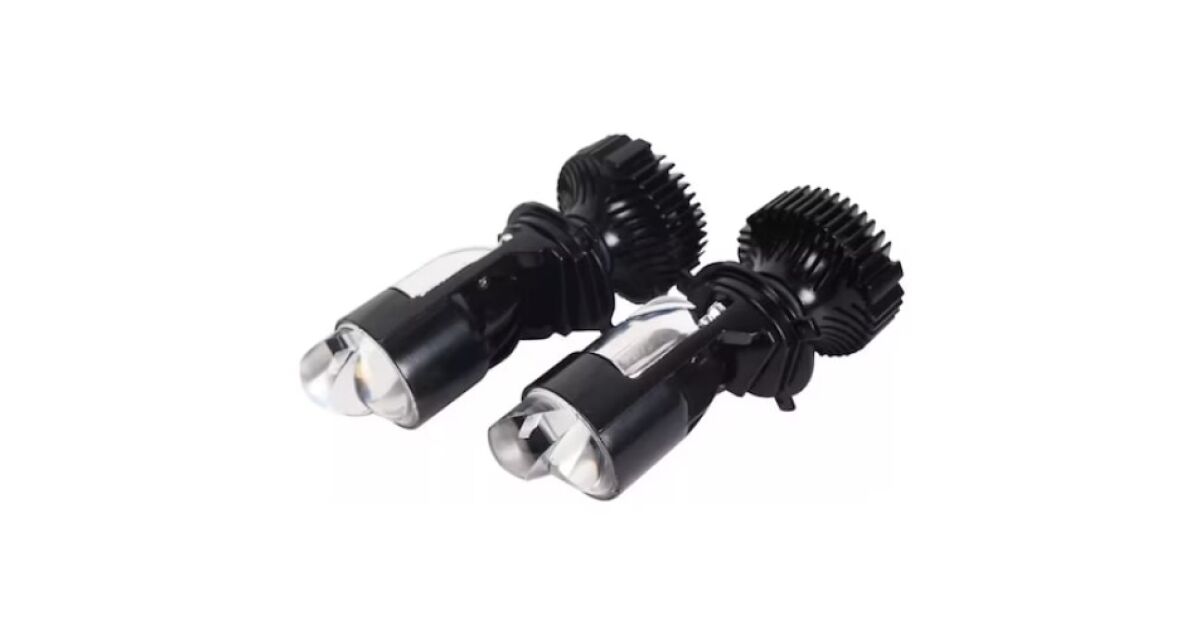 Set 2 becuri auto H4, cu lupa Bi-led, 2 faze, 10000 lm, lumina alb-rece ...