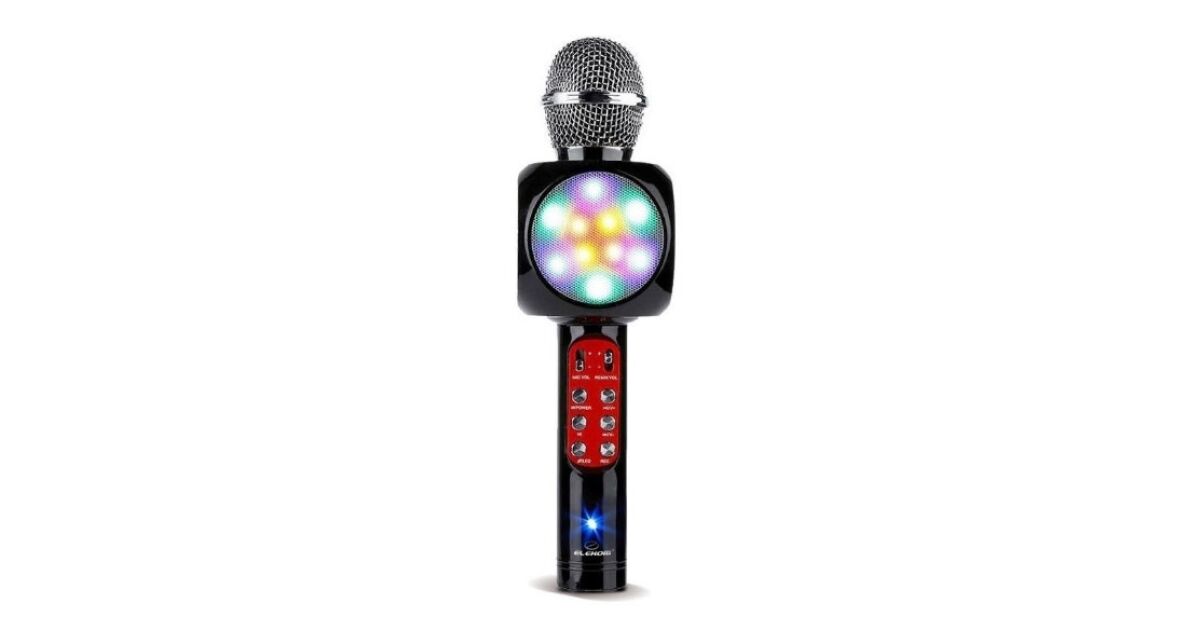 Microfon karaoke cu difuzor incorporat Wster WS-1816, Iluminare ...
