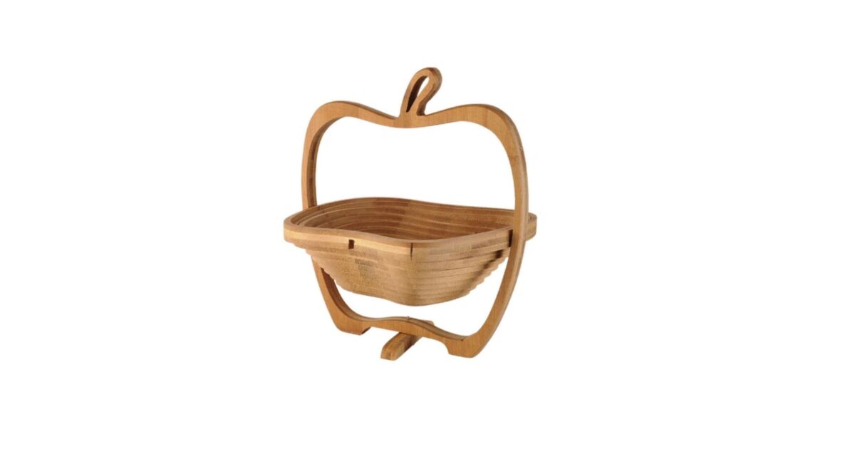 Cos pliabil de fructe/legume FOXMAG24®, pliabil, din bambus, 22 x 20 cm ...