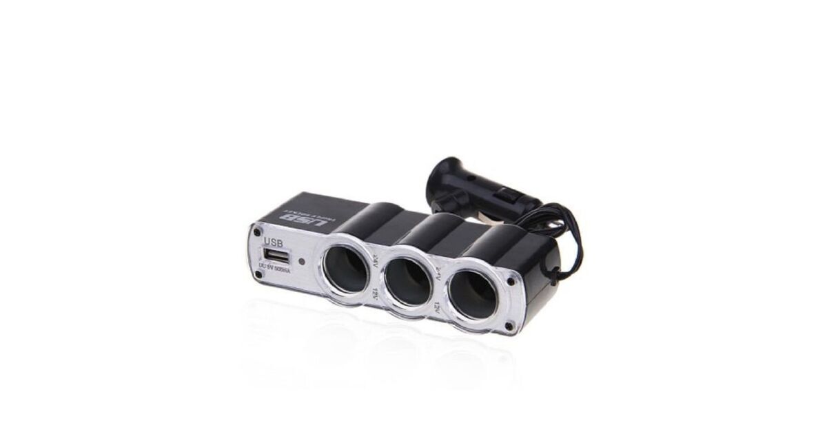 Splitter priza auto cu cablu FOXMAG24®, 3 x soclu bricheta si 1 USB ...