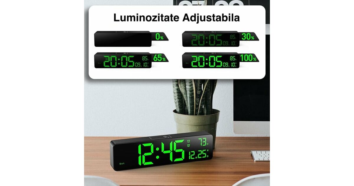 Zielona LED-owa Cyfrowa Zegar Biurkowy i Ścienny, Stoper, Timer, Budzik ...