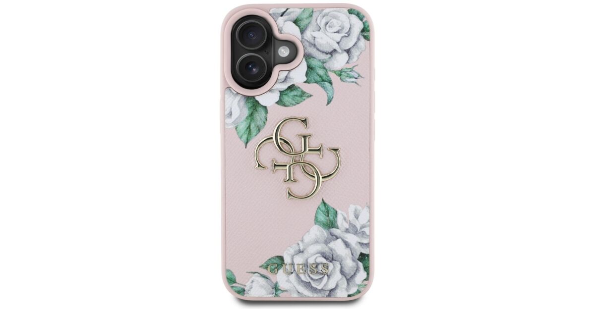 Guess Grained Roses Big 4G logós iPhone 16 tok - rózsaszín | Pepita.hu
