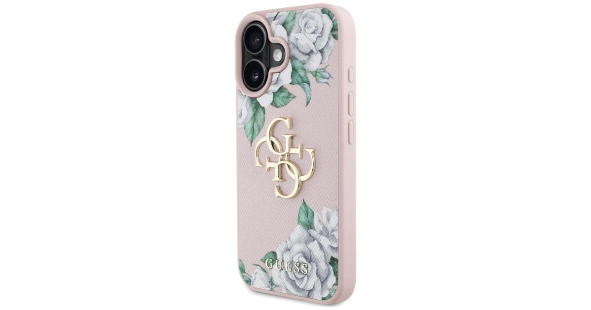 Guess Grained Roses Big 4G logós iPhone 16 tok - rózsaszín | Pepita.hu