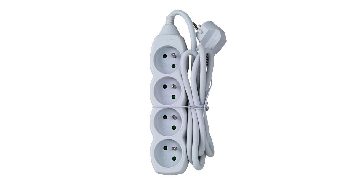 Prelungitor Esperanza cu 4 prize, 1,5 metri, alb | Pepita.com