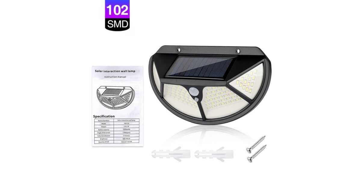 Selling Depot SH-102 kültéri napelemes lámpa, mozgásérzékelő, 102 LED ...