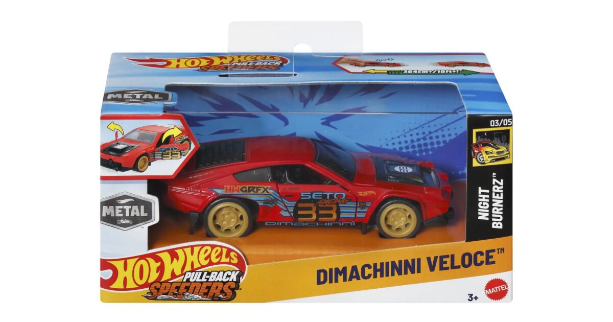 HOT WHEELS kovové autíčko s systémom pull-back DIMACHINNI VELOCE NIGHT ...
