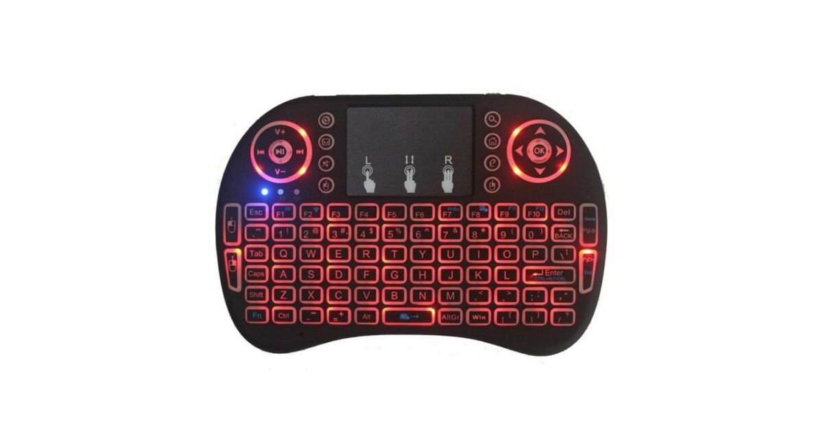 Bezdrôtová podsvietená klávesnica Techstar® i8 RGB Play, Air Mouse s ...