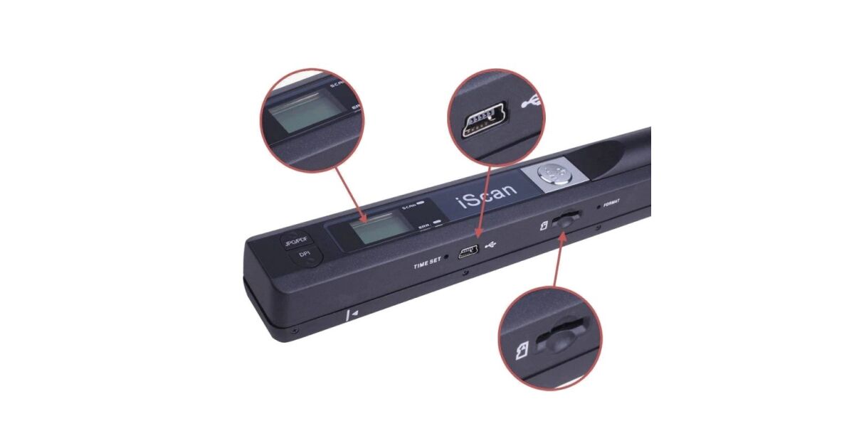 Techstar 900DPI iScan Mini hordozható szkenner, LCD képernyő, JPG / PDF, A4 -es típus, Könyvek ...