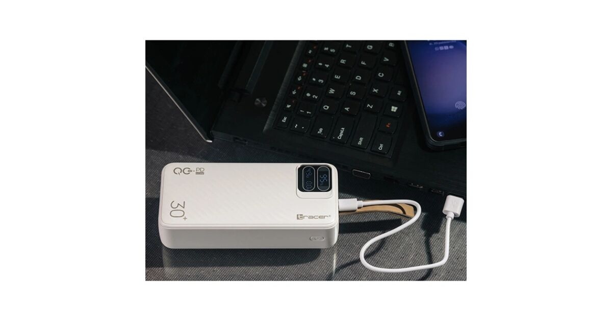 Tracer Blaze, 30 000 mAh, PD 65W, Quick Charge 3.0, USB Typ-C, Weiß ...