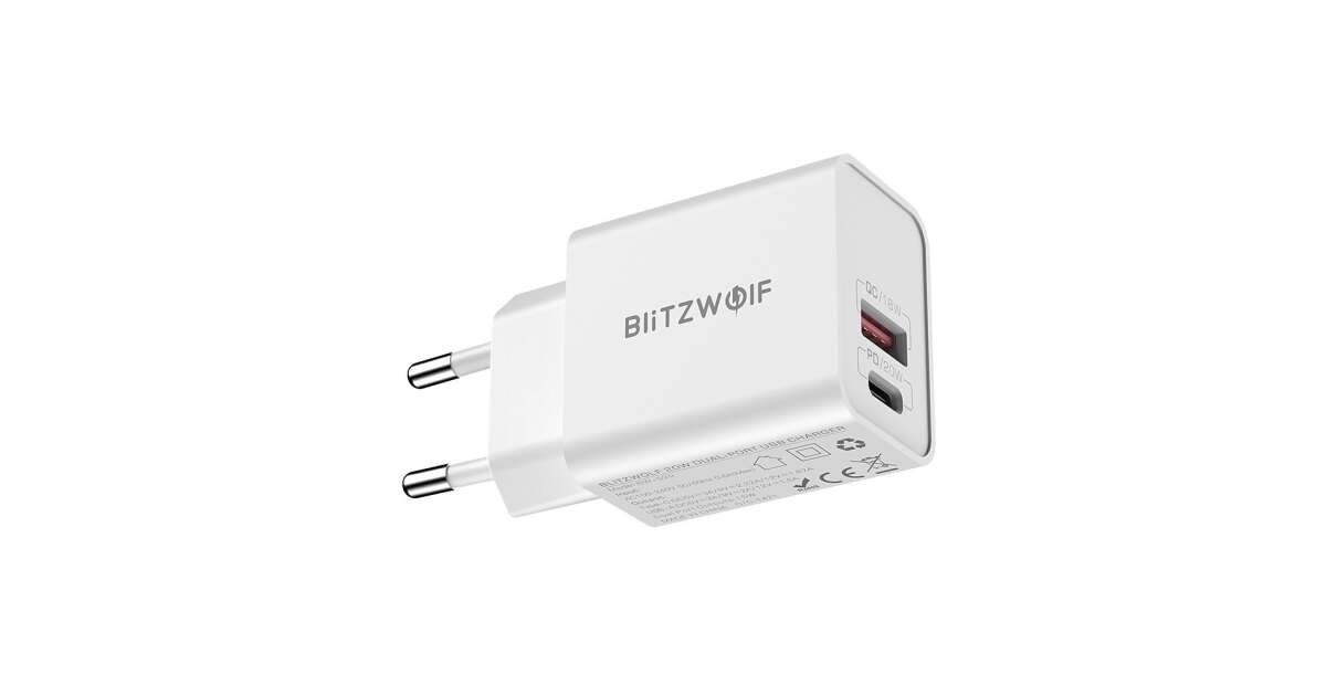 Hálózati Töltőfej Adapter Gyorstöltő Type C Usb Port 20w Fehér