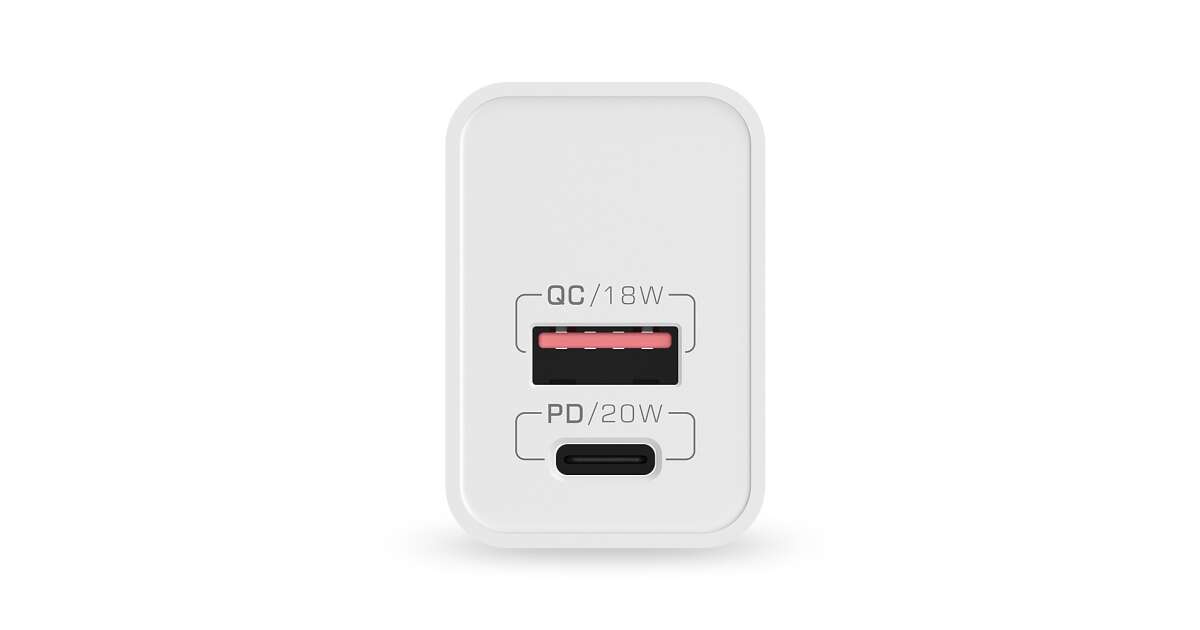 Hálózati Töltőfej Adapter Gyorstöltő Type C Usb Port 20w Fehér