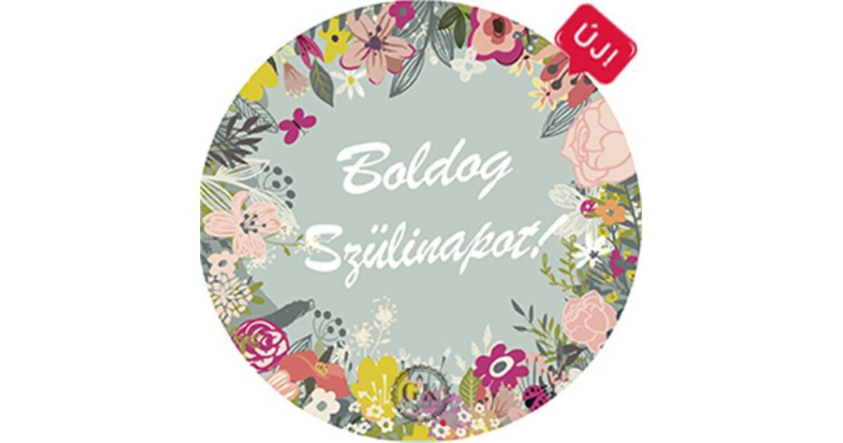 Díszített ostyalap, Boldog Születésnapot, virágokkal, 20cm (A98 ...