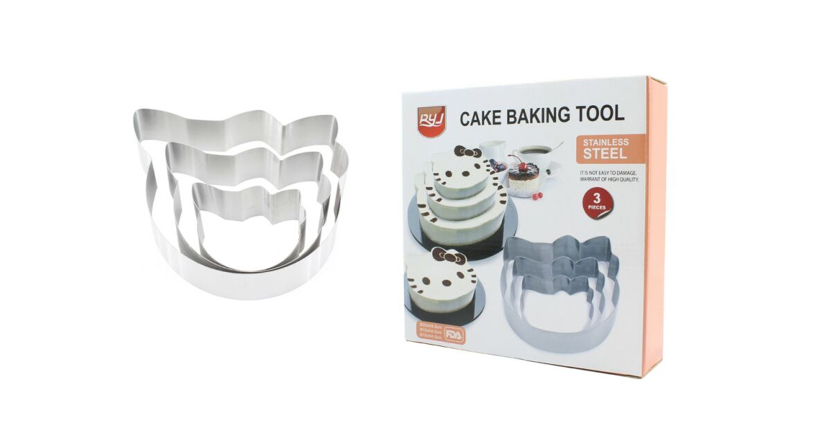 Set 3 bucati forme pentru tort, model pisica, inox | Pepita.com