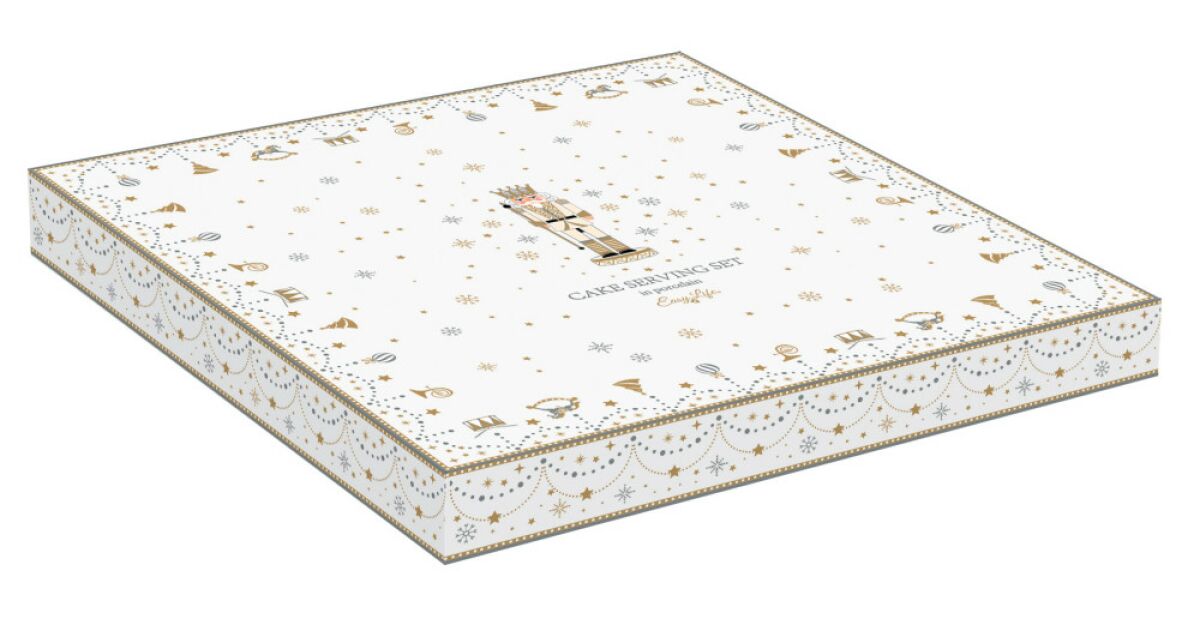 Royal Nutcracker karácsonyi porcelán tortatál lapáttal, díszdobozban ...