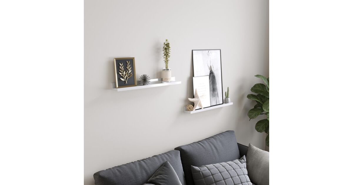 SONGMICS Magasfényű Lebegő Fali Polc Szett Fehér MDF 60 cm | Pepita.hu