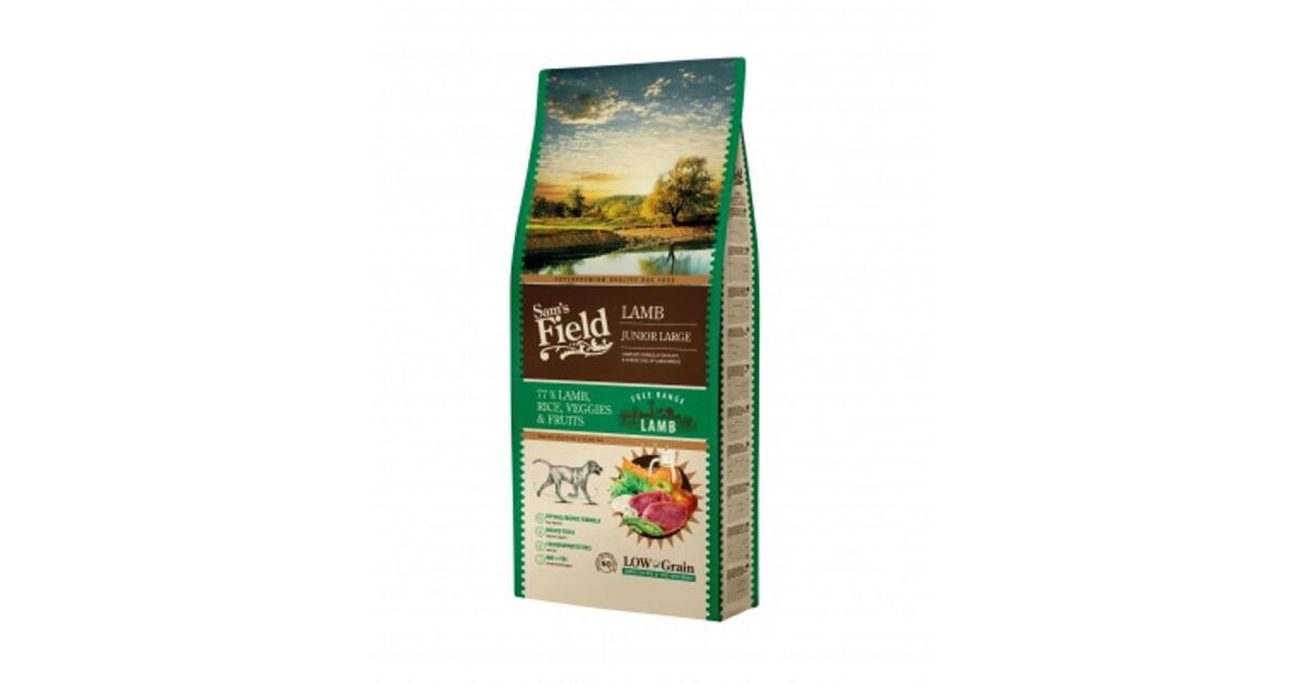 Sam's Field Junior cu conținut redus de cereale Miel - Talie Mare 13 kg ...