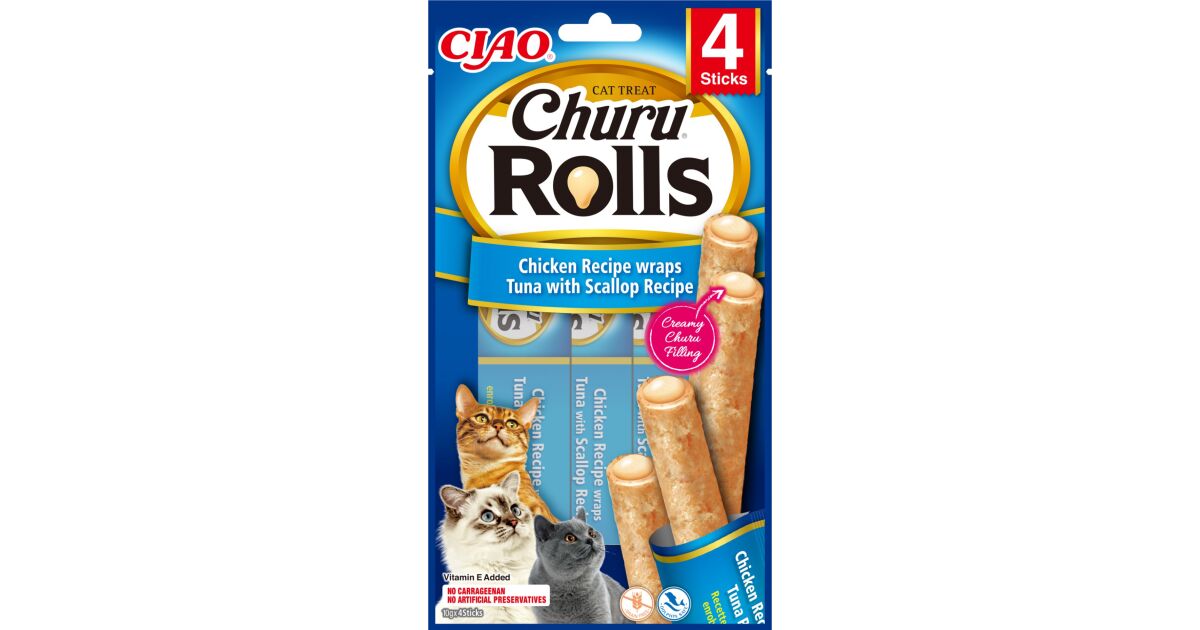 Inaba Cat Churu Rolls - ton cu scoici Saint-Jacques 4 x 10 g | Pepita.com
