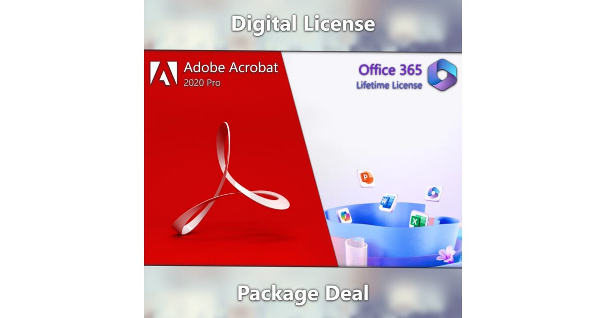 Adobe Acrobat Pro 2020 + Microsoft Office 365 I 1 user, 5 devices I | Pepita.com