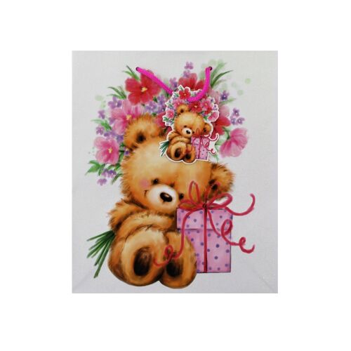 XL papír ajándéktáska TEDDY FLORAL | Pepita.hu