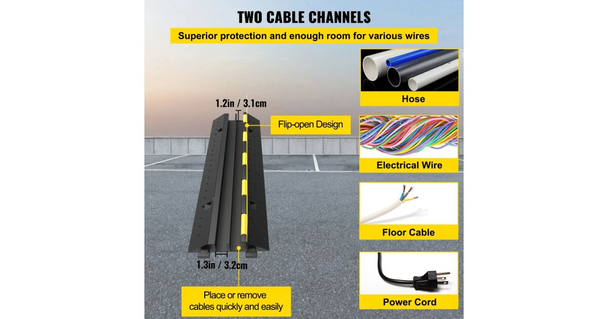 VEVOR Cable Protector, Heavy-Duty Weight Capacity, Slip-Proof Rubber ...