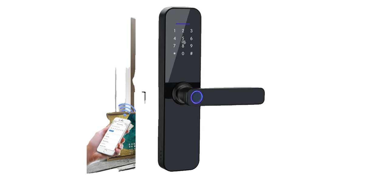 Intelligens ajtózár, biometrikus ujjlenyomat -feloldás, ingyenes adó, 240x22 (6085) | Pepita.hu