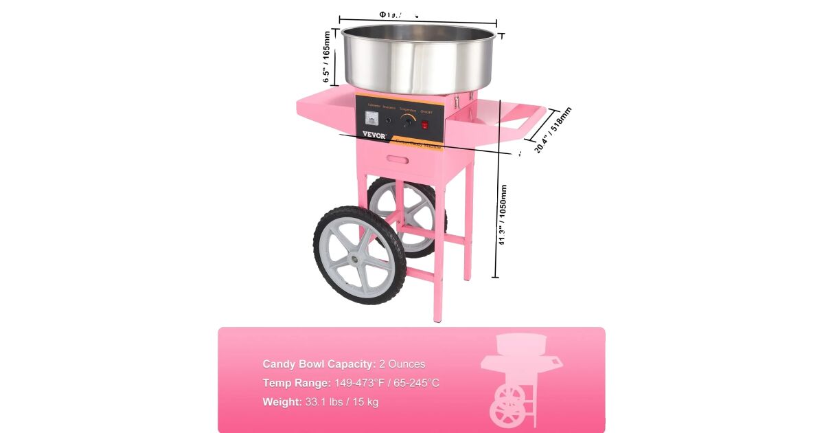 Cotton Candy Machine, 6 adag/perc, 2 uncia tál kapacitást termel, Barna ...