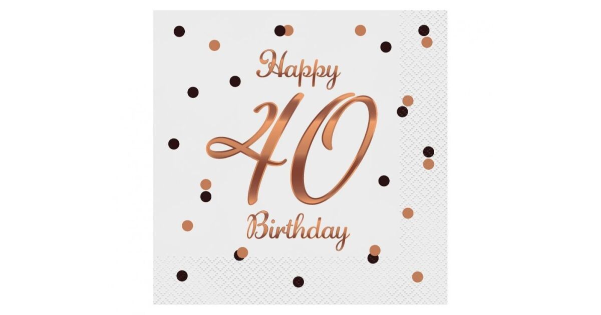 Happy Birthday 40 B&C White szalvéta 20 db-os 33x33 cm | Pepita.hu