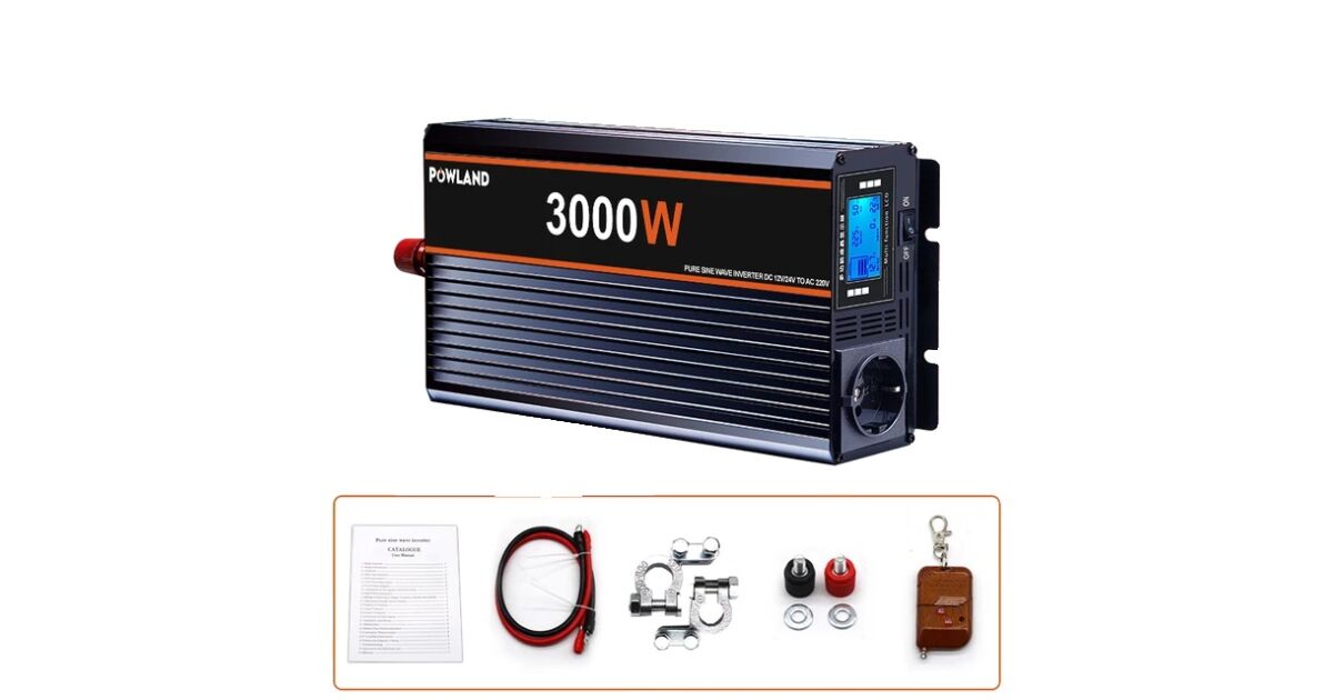 Autóerő -inverter, 3000W teljesítményű teljesítmény, 12 V/24 V DC - 220 V AC konverzió, 3000W ...