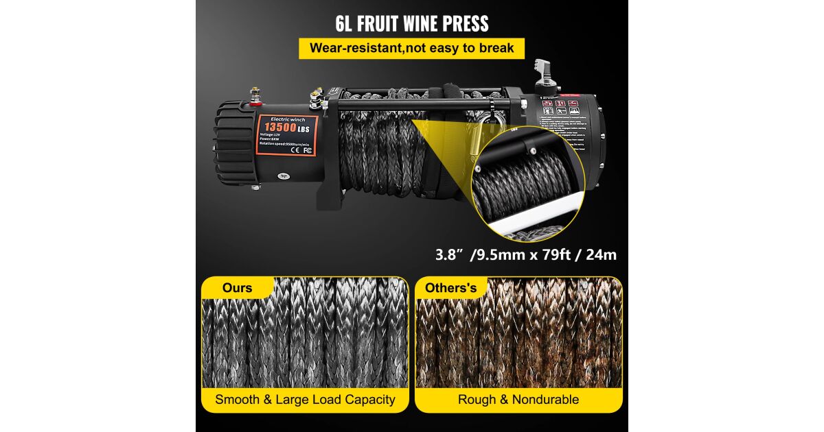 Electric Winch, 13500 lbs Rated Pull, Wireless Remote Control, Durable ...