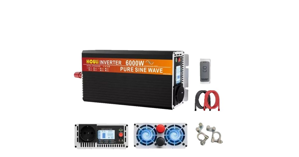 Houli Inverter, 6000W teljesítmény, LCD kijelző, távirányító, 6000w, 12V-220V | Pepita.hu